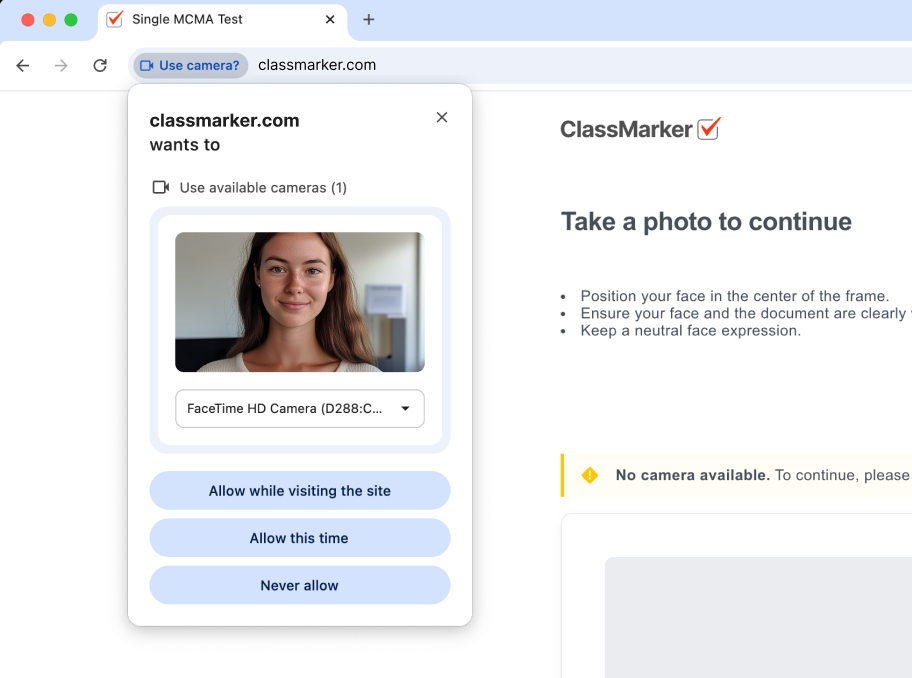 Automated Exam Proctoring using Camera monitoring - ClassMarker